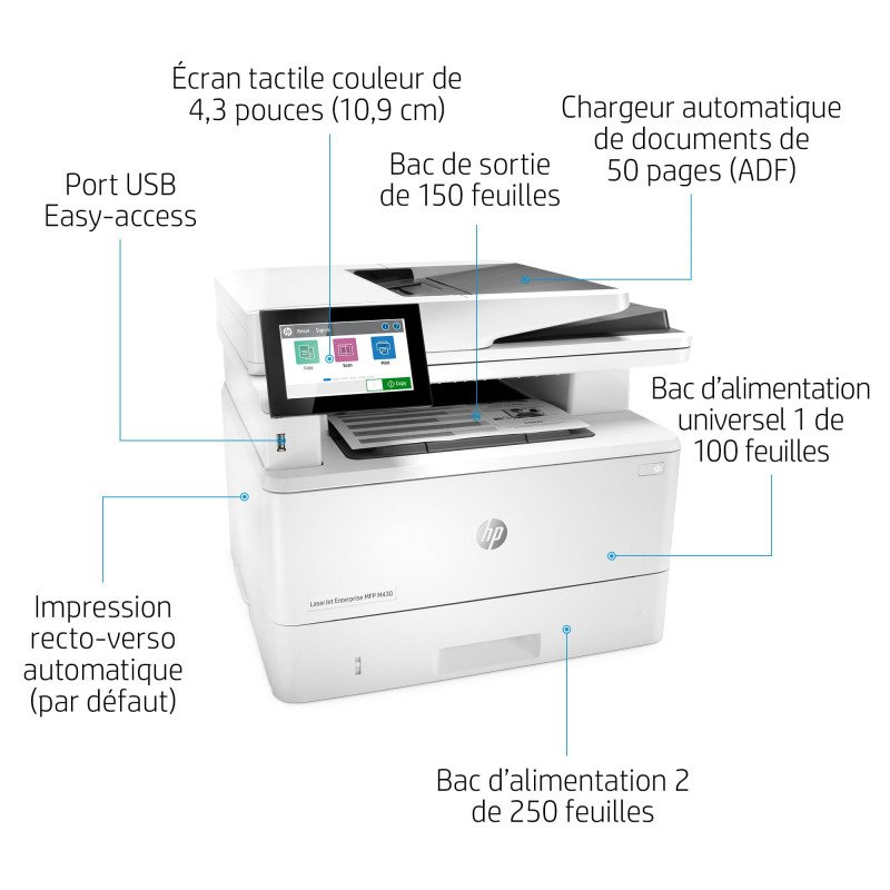 HP LaserJet Enterprise MFP M430f Multifonction Monochrome (3PZ55A) | Maroc